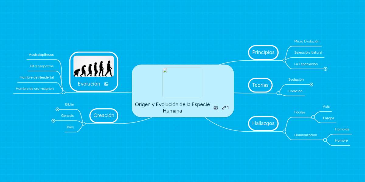 Origen y Evolución de la Especie Humana | MindMeister Mapa Mental