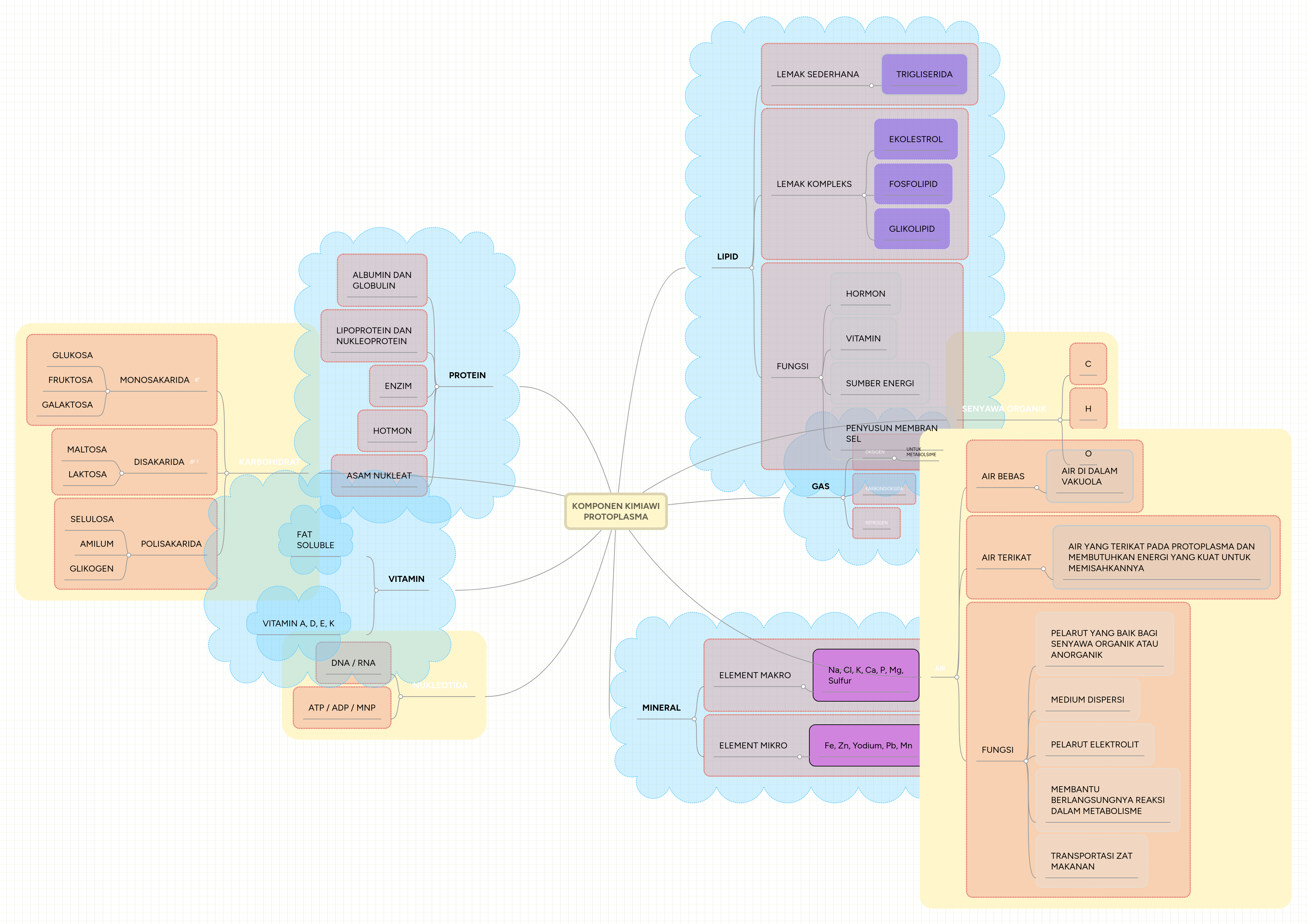 KOMPONEN KIMIAWI PROTOPLASMA | MindMeister Mind Map