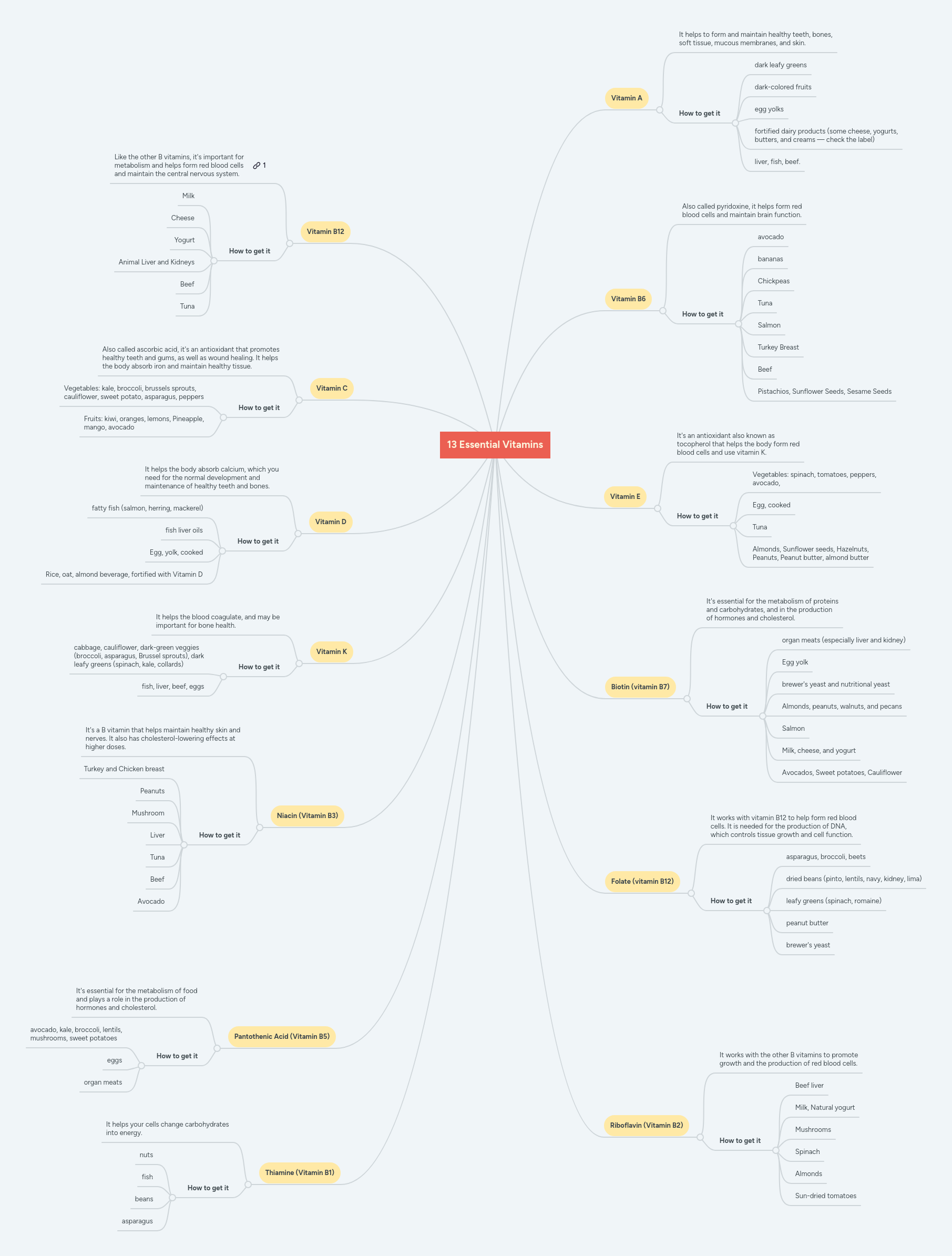 13 Essential Vitamins | MindMeister Mind map
