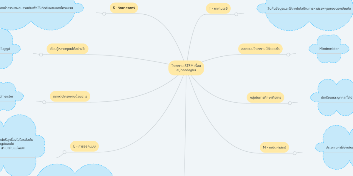 โครงงาน STEM เรื่อง สบู่ดอกอัญชัน | MindMeister Mind Map