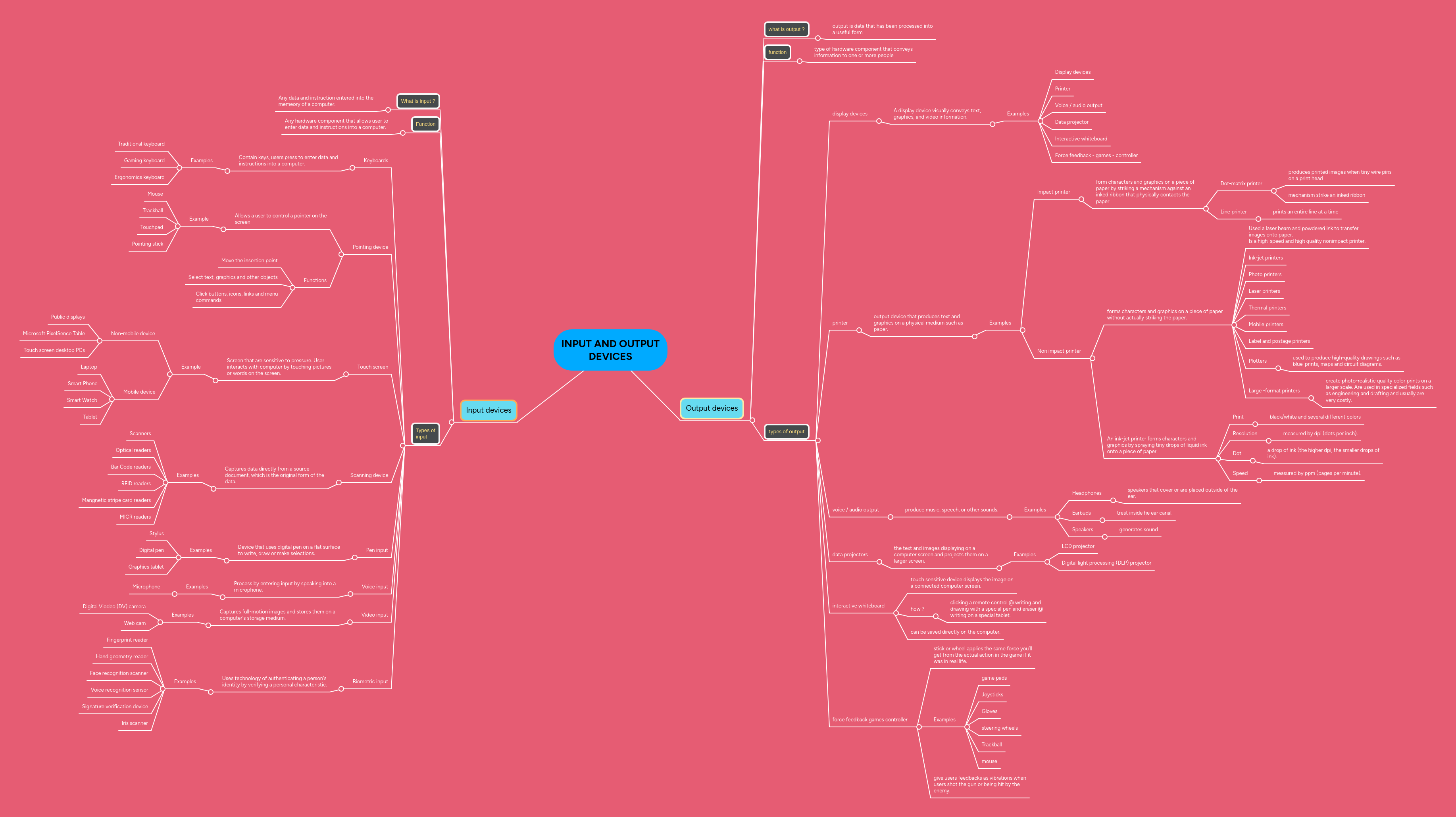 INPUT AND OUTPUT DEVICES | MindMeister Mind Map