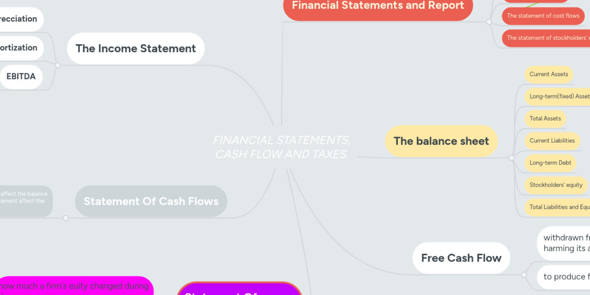 FINANCIAL STATEMENTS, CASH FLOW AND TAXES. | MindMeister Mind Map