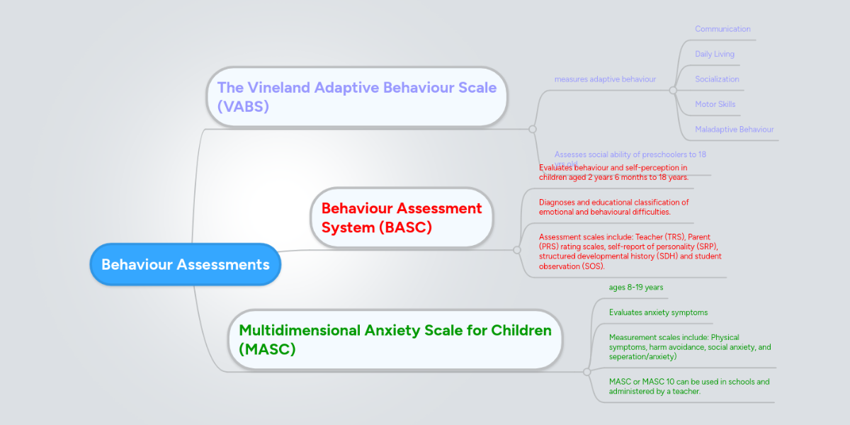Behaviour Assessments | MindMeister Mind Map