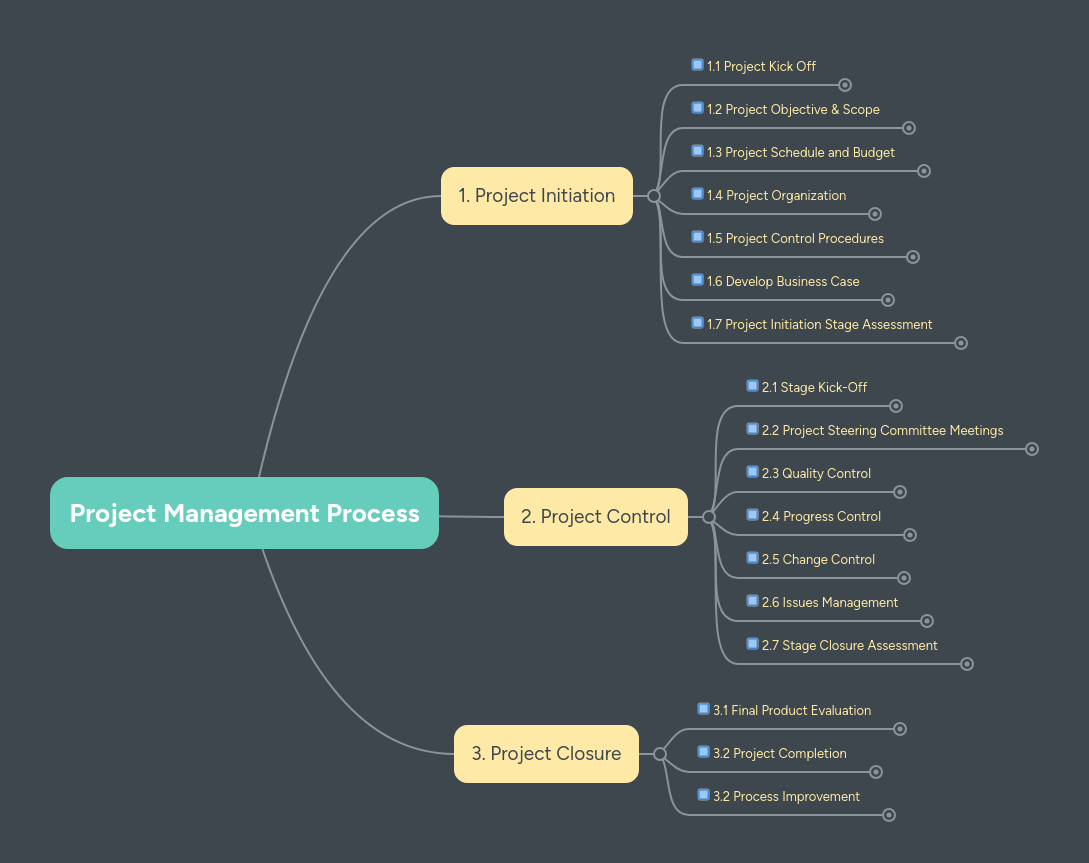 Project Management Process | MindMeister Mind Map