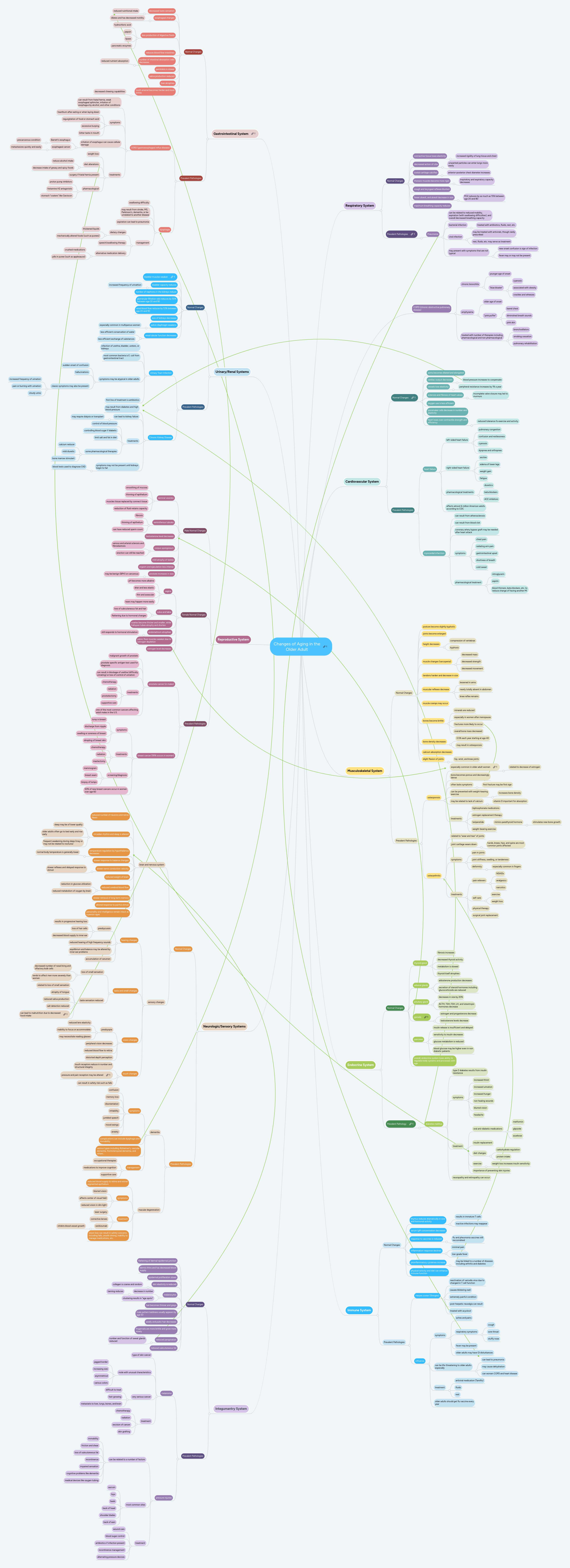 Changes of Aging in the Older Adult | MindMeister Mind map