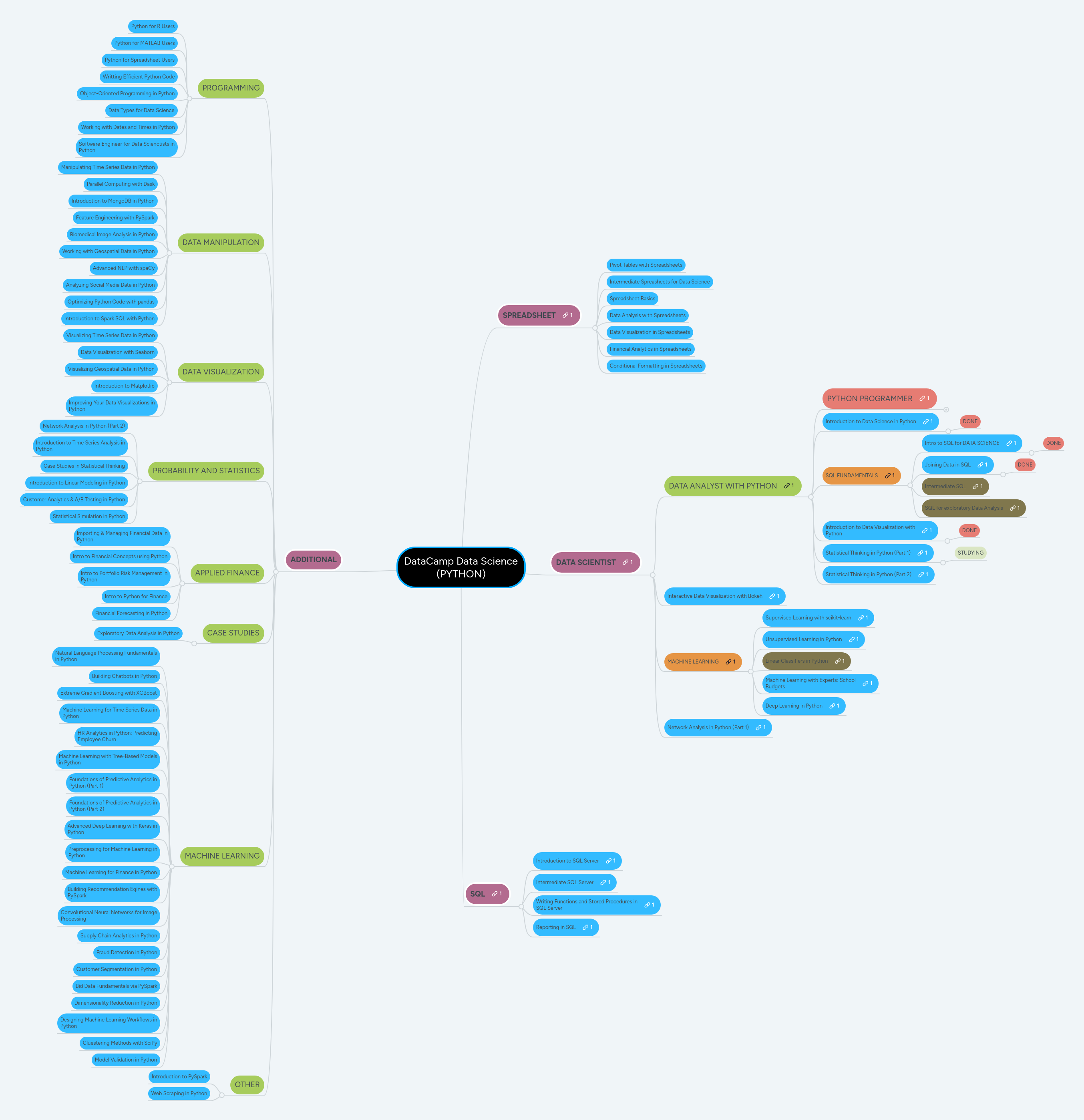 DataCamp Data Science (PYTHON) | MindMeister Mind Map