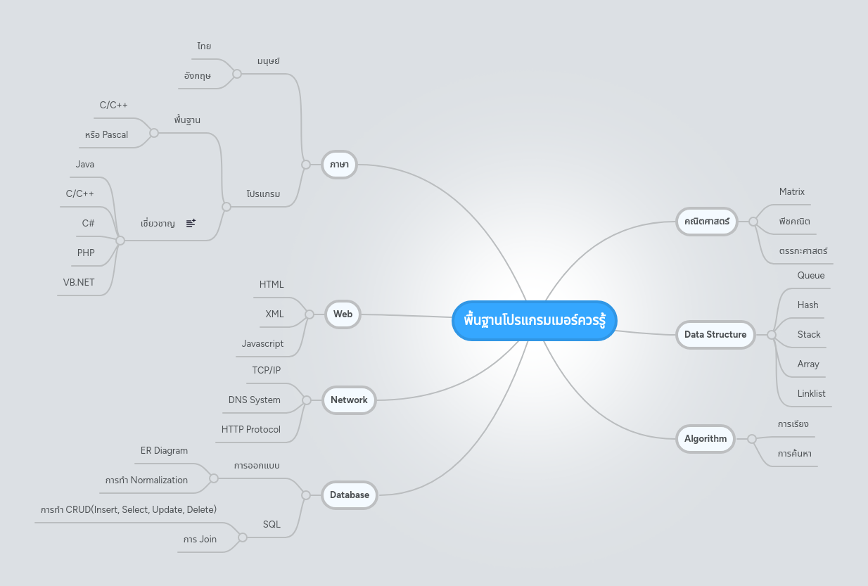 พื้นฐานโปรแกรมเมอร์ควรรู้ | MindMeister Mind Map