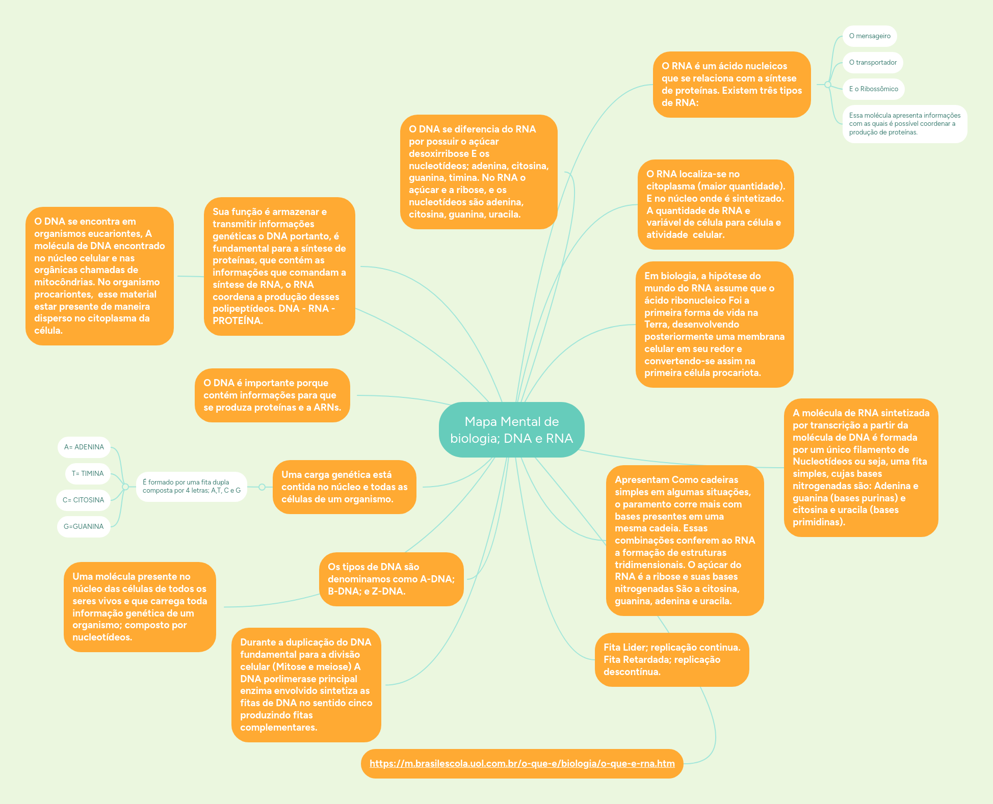 Mapa Mental de biologia; DNA e RNA | MindMeister Mapa mental