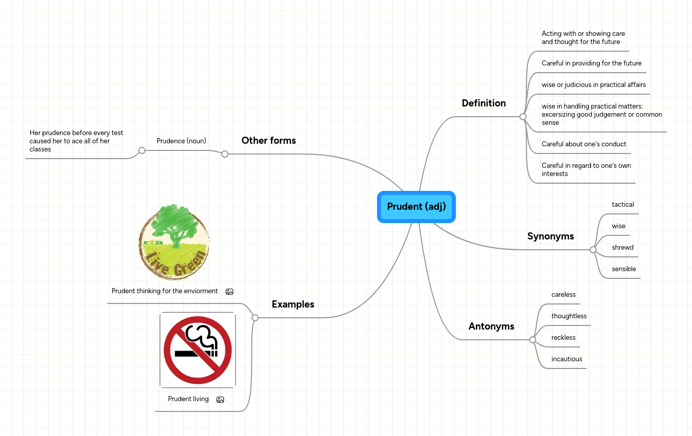 Prudent (adj) | MindMeister Mind map