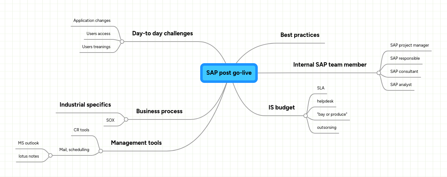SAP post go-live | MindMeister Mind map