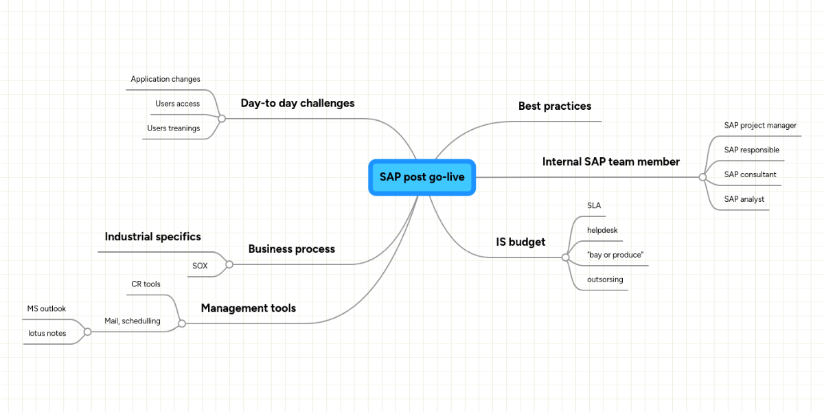 SAP post go-live | MindMeister Mind Map