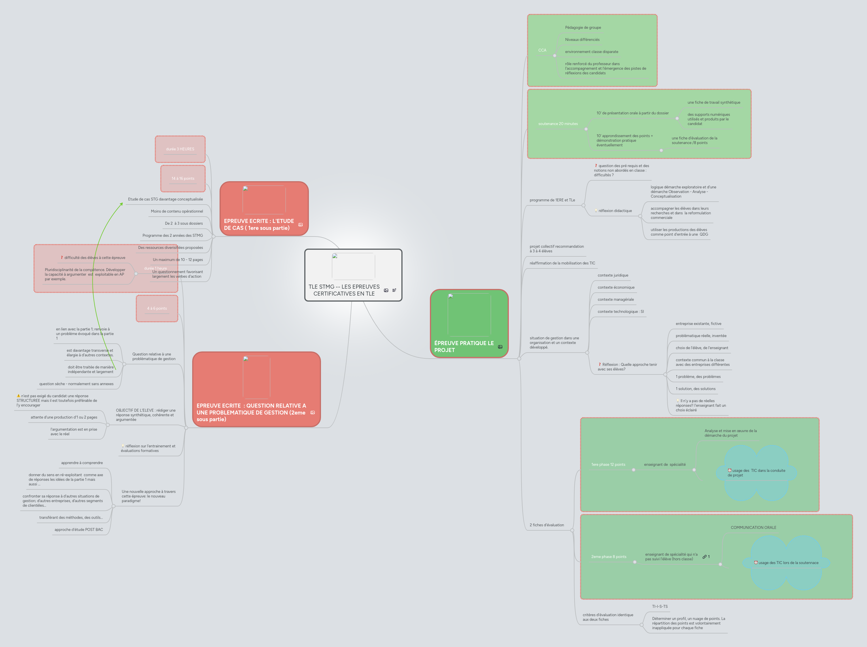 TLE STMG -- LES EPREUVES CERTIFICATIVES EN TLE | MindMeister Carte mentale