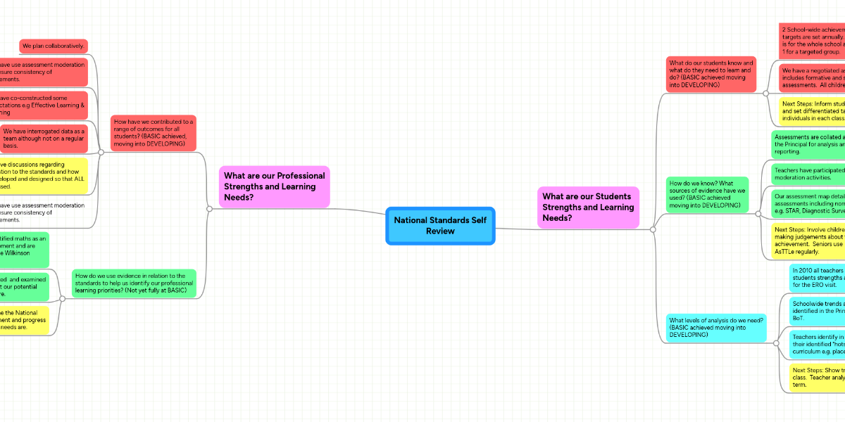 National Standards Self Review | MindMeister Mind Map