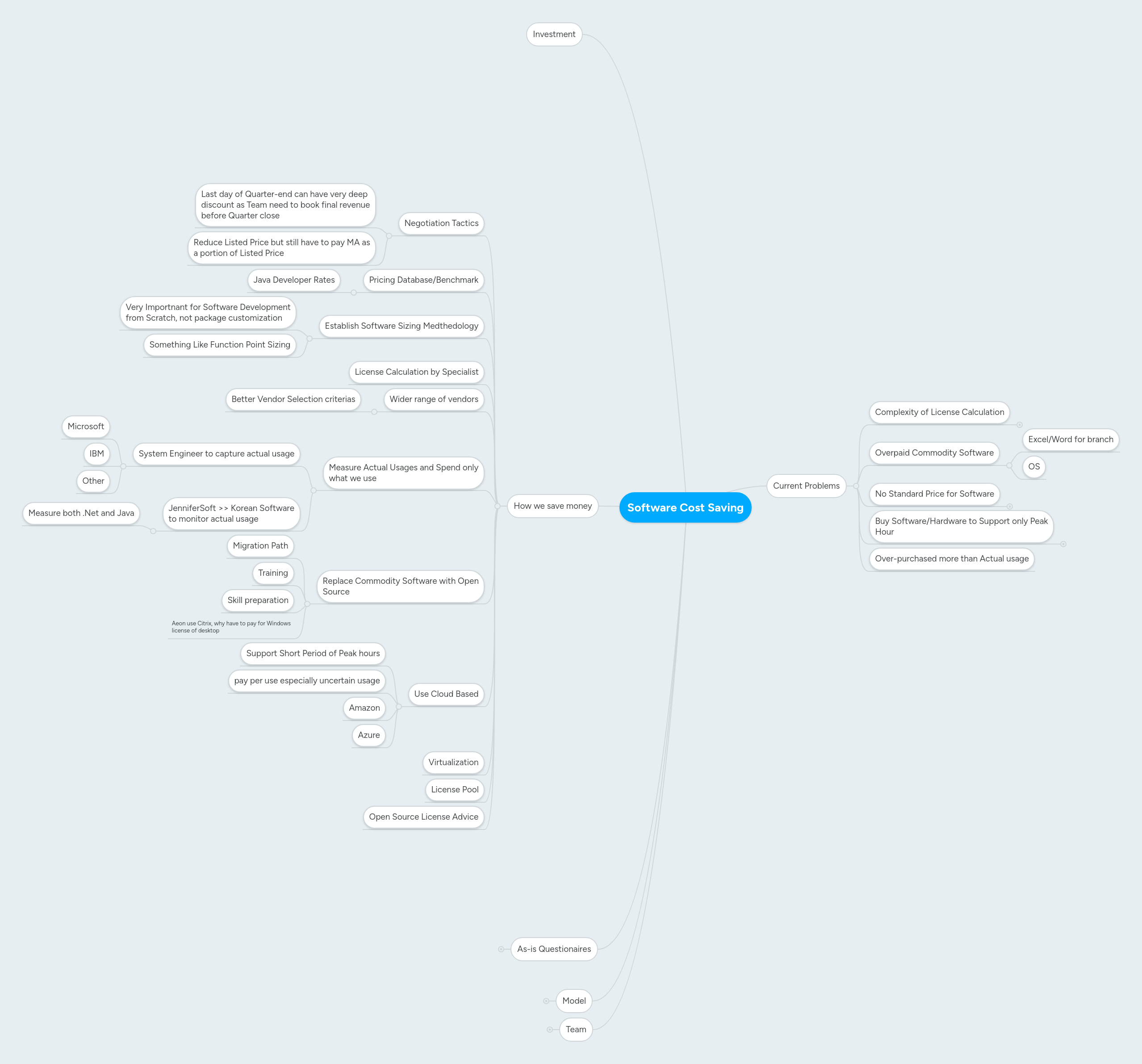Software Cost Saving | MindMeister Mind Map