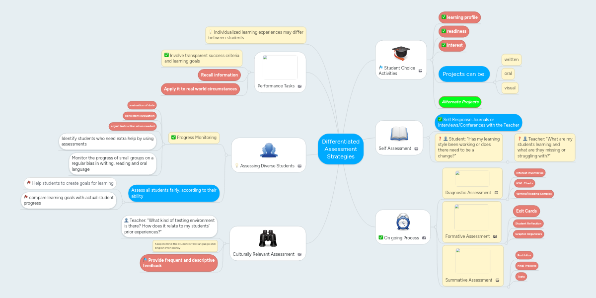 Differentiated Assessment Strategies | MindMeister Mind Map