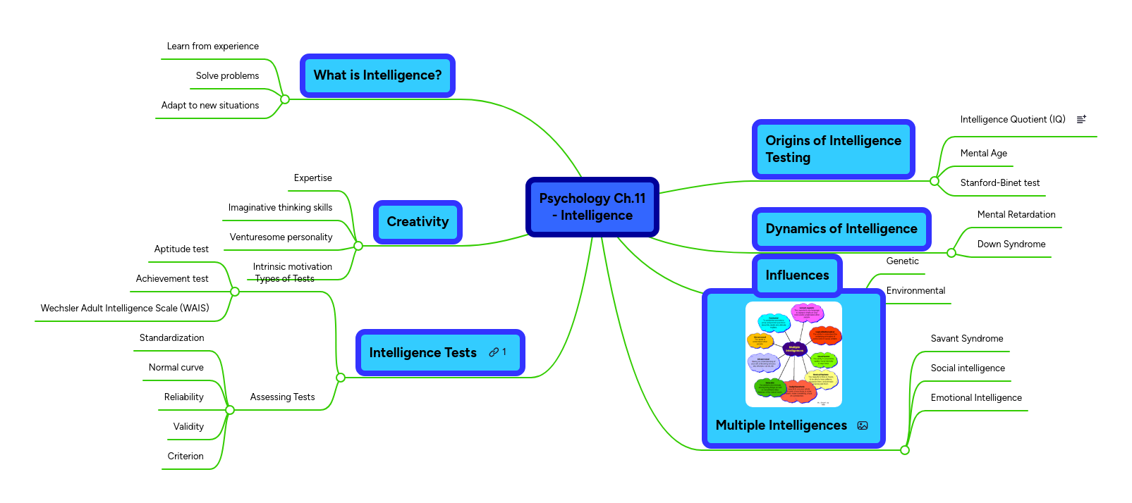 Psychology Ch.11 - Intelligence | MindMeister Mind map