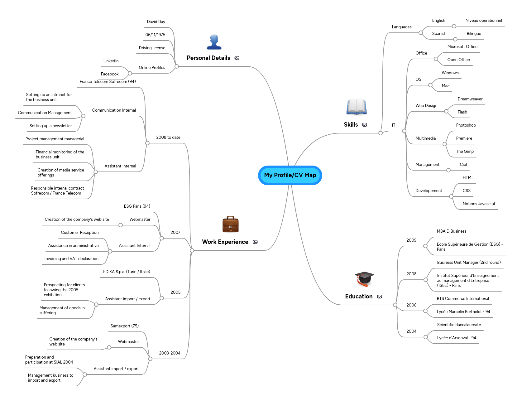 My Profile/CV Map | MindMeister Mind Map