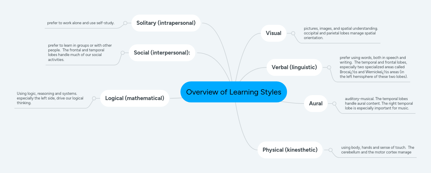 Overview of Learning Styles | MindMeister Mind map