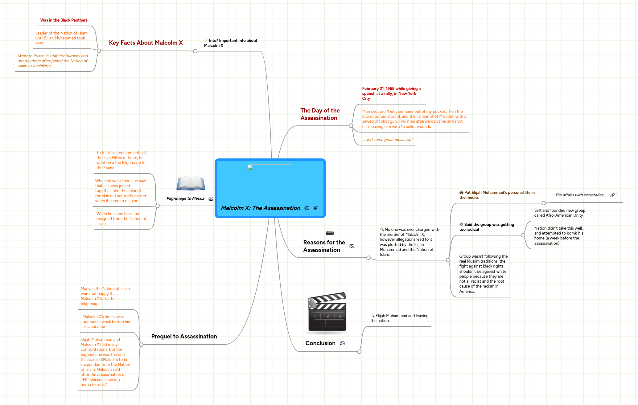 Malcolm X: The Assassination | MindMeister Mind map