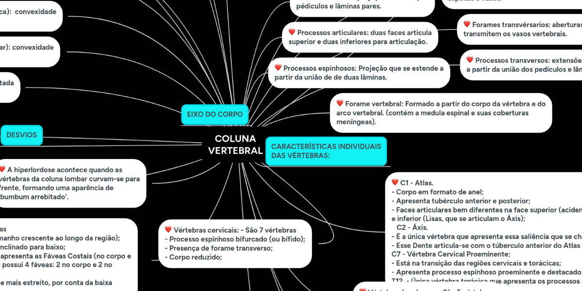 COLUNA VERTEBRAL | MindMeister Mapa Mental